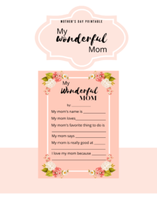 My Wonderful Mom Printable - Mom the Magnificent